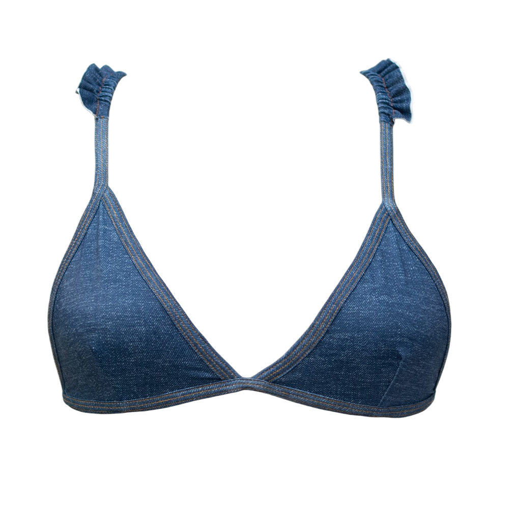 Denim Ruffle Lily Top – FJ SWIM BIKINIS